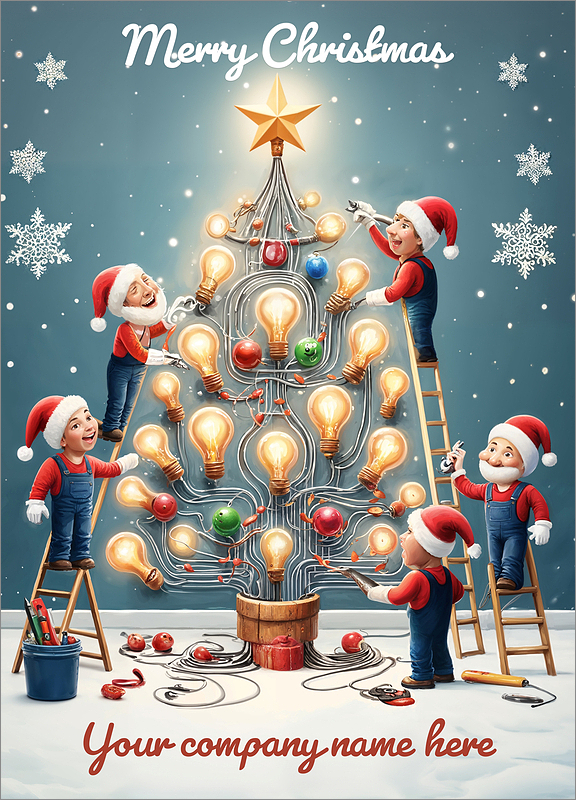 Electrical Christmas Card Glitz (Glossy White) | Construction Christmas ...