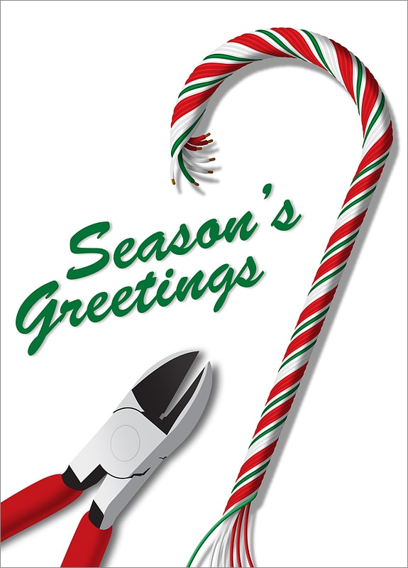 Electrician Christmas Card (Glossy White) | Construction Christmas Cards