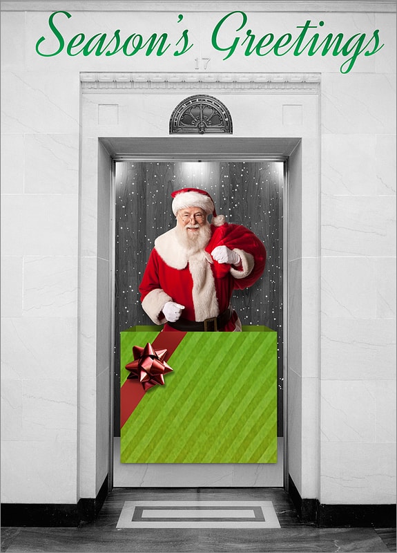 Elevator Santa (Glossy) | Construction Christmas Cards