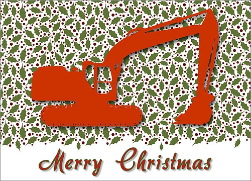 Excavator Christmas Cards Personalized For Your Business