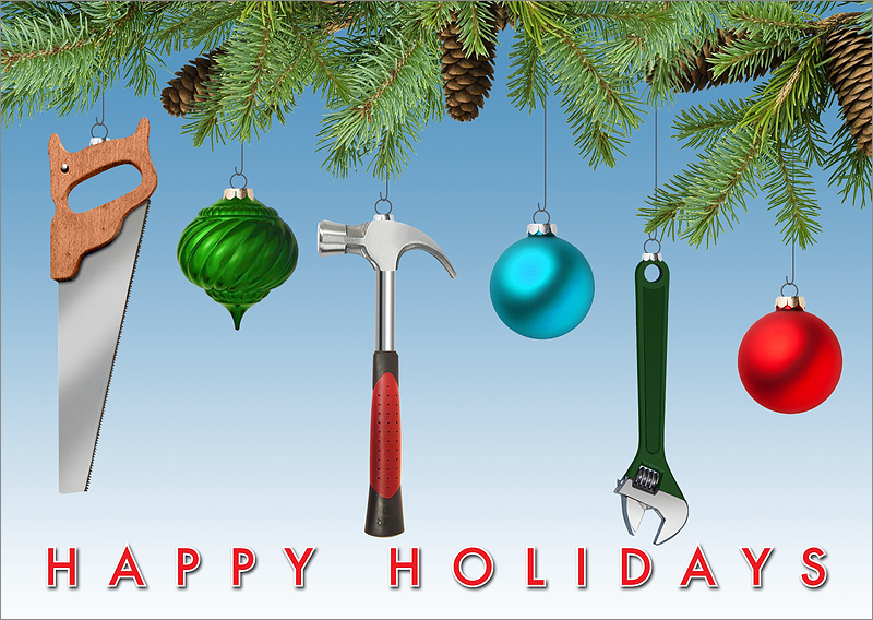 Handyman Holiday Card (Glossy White) | Construction Christmas Cards