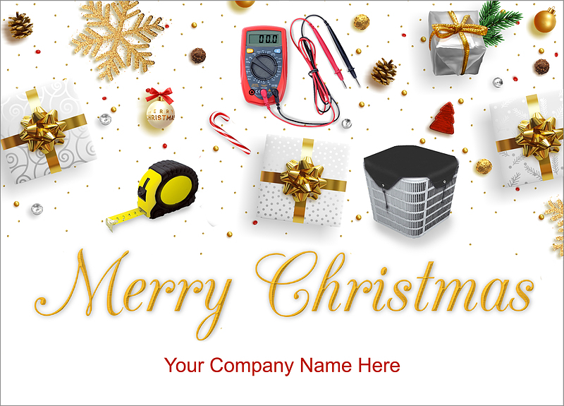 HVAC Tools Christmas Card (Glossy White) | Construction Christmas Cards