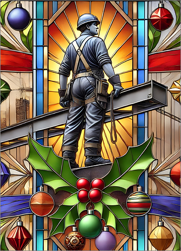 Construction Holiday Wreath (glossy) | Construction Christmas Cards