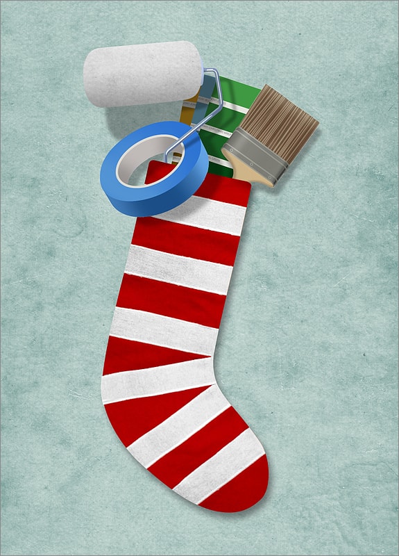 Personalized Painter's Stocking Christmas Cards