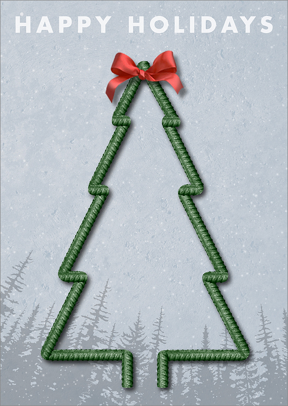Rebar Greeting Card (Glossy White) | Construction Christmas Cards