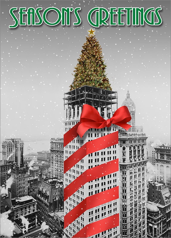 Skyscraper Present (glossy) | Construction Christmas Cards